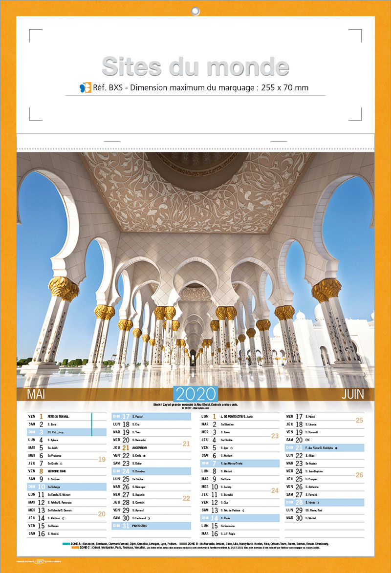 bloc calendrier publicitaire illustré