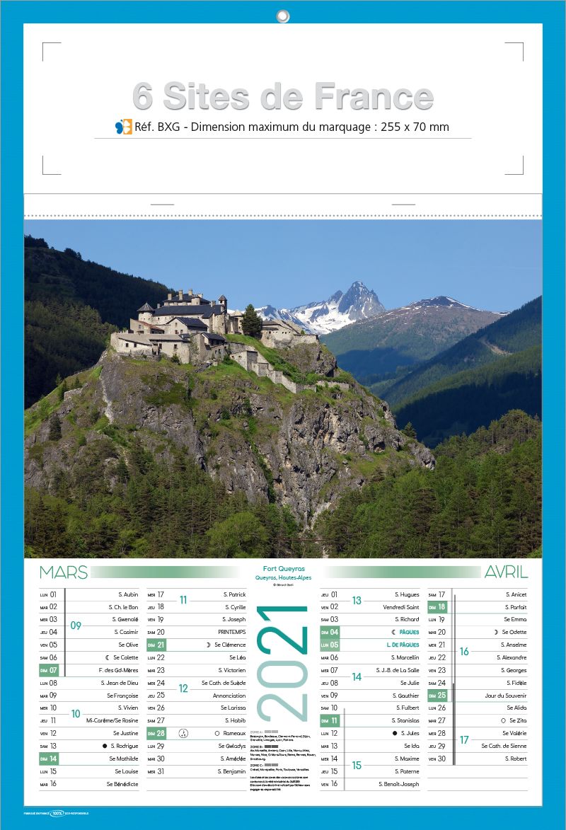 bloc calendrier publicitaire