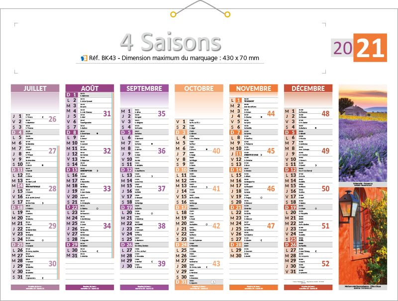 calendrier publicitaire 4 saisons