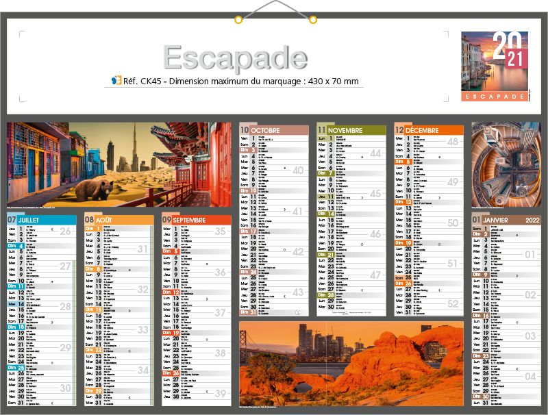 calendrier publicitaire personnalisé escapade