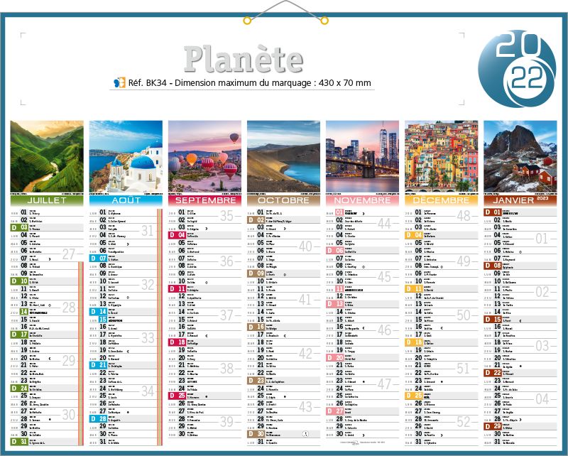 Calendrier banque publicitaire planete | Calendrier bancaire