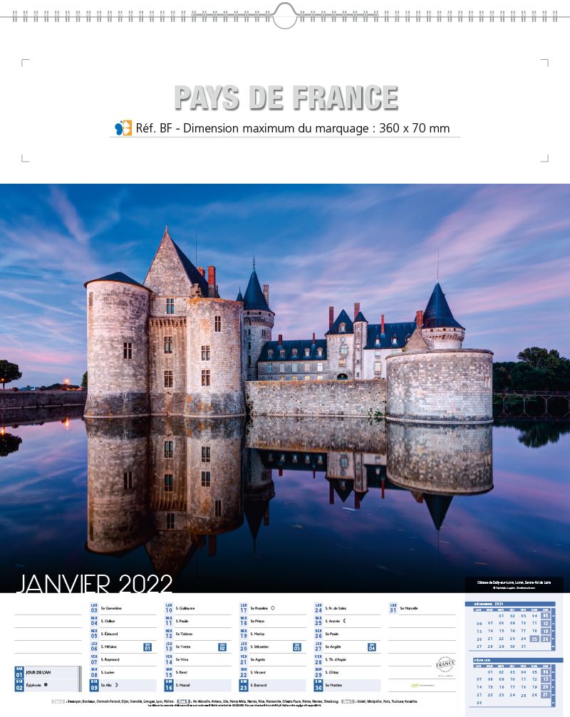 calendriers publicitaires feuillets France
