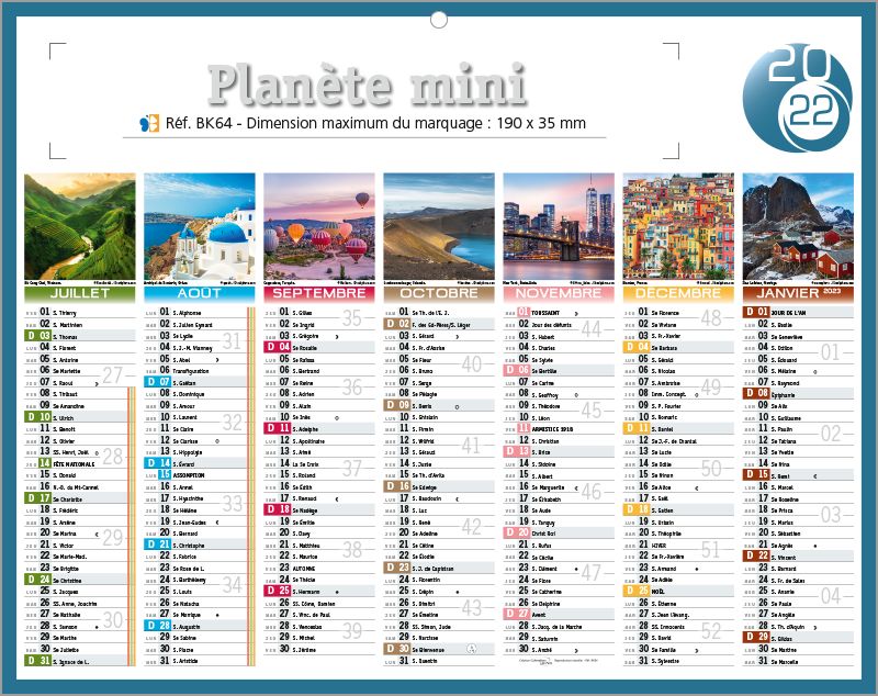 Petit calendrier publicitaire | Calendriers bancaires publicitaires ...