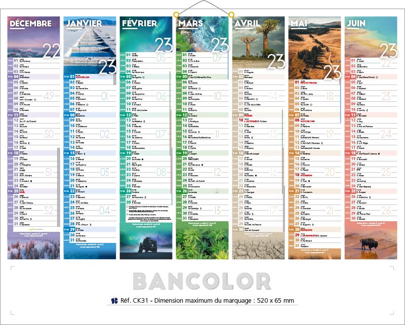 Calendrier entreprise a personnaliser | Calendrier bancaire