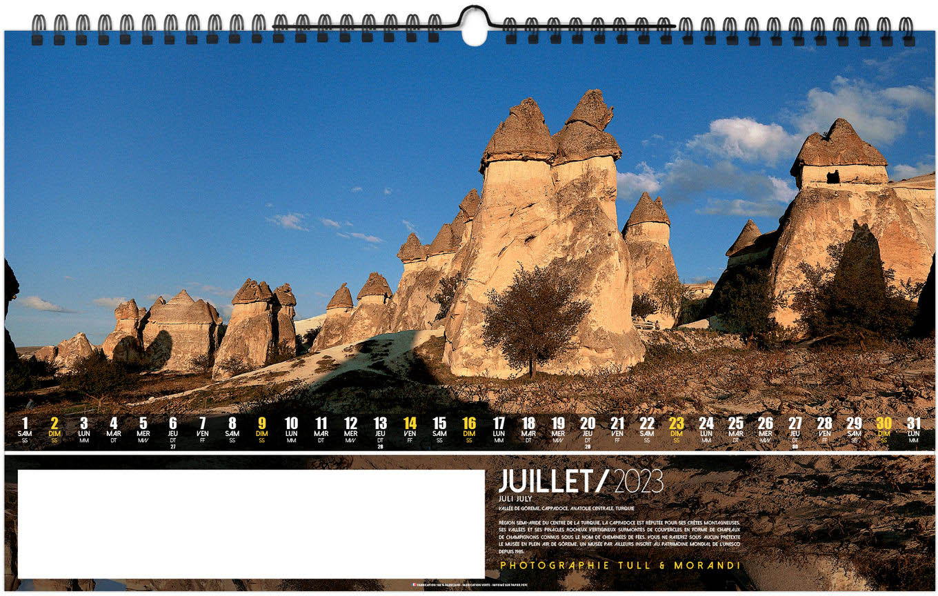 Calendrier personnalise illustre destinations 13 feuillets 600x360 ...