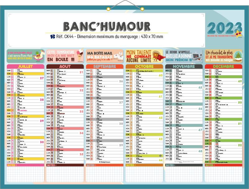Calendrier publicitaire de banque humour | Calendrier bancaire