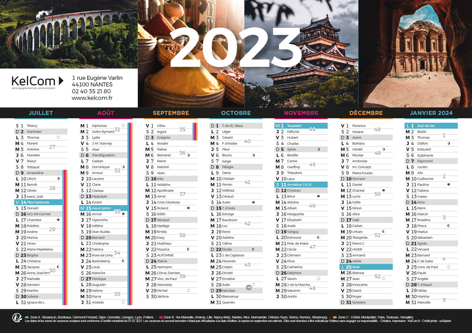 Voyages calendrier personnalise | Calendriers publicitaires souples