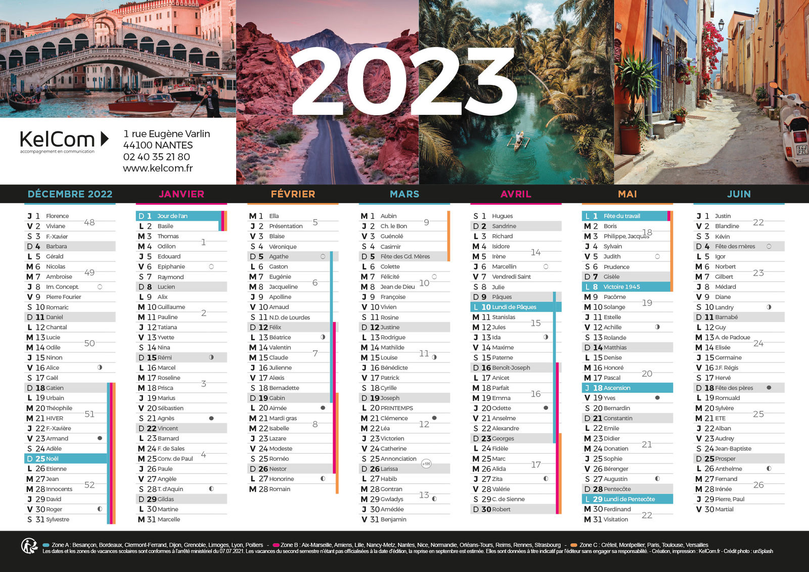 Voyages calendrier personnalise | Calendriers publicitaires souples
