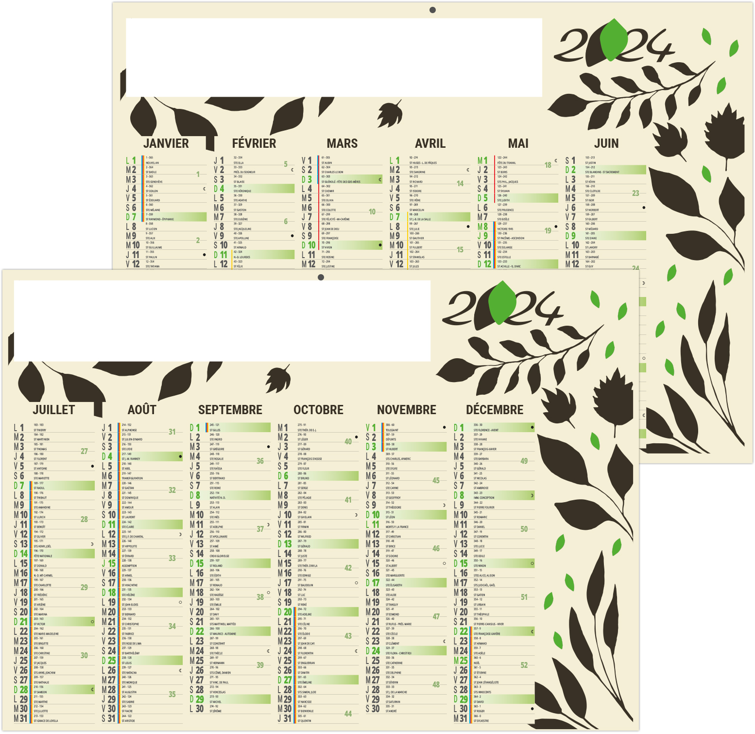 Calendrier bancaire naturel 550 x 405 | Calendrier bancaire