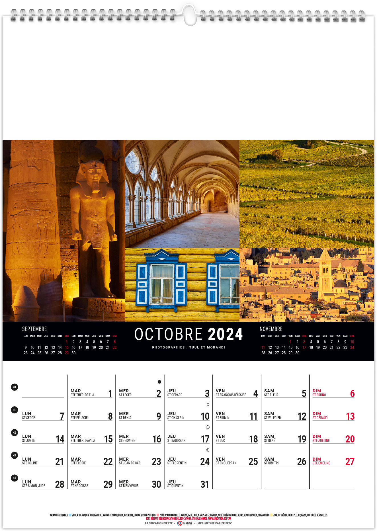 Calendrier mural personnalisable couleurs voyage 240 x 330 | Calendrier ...