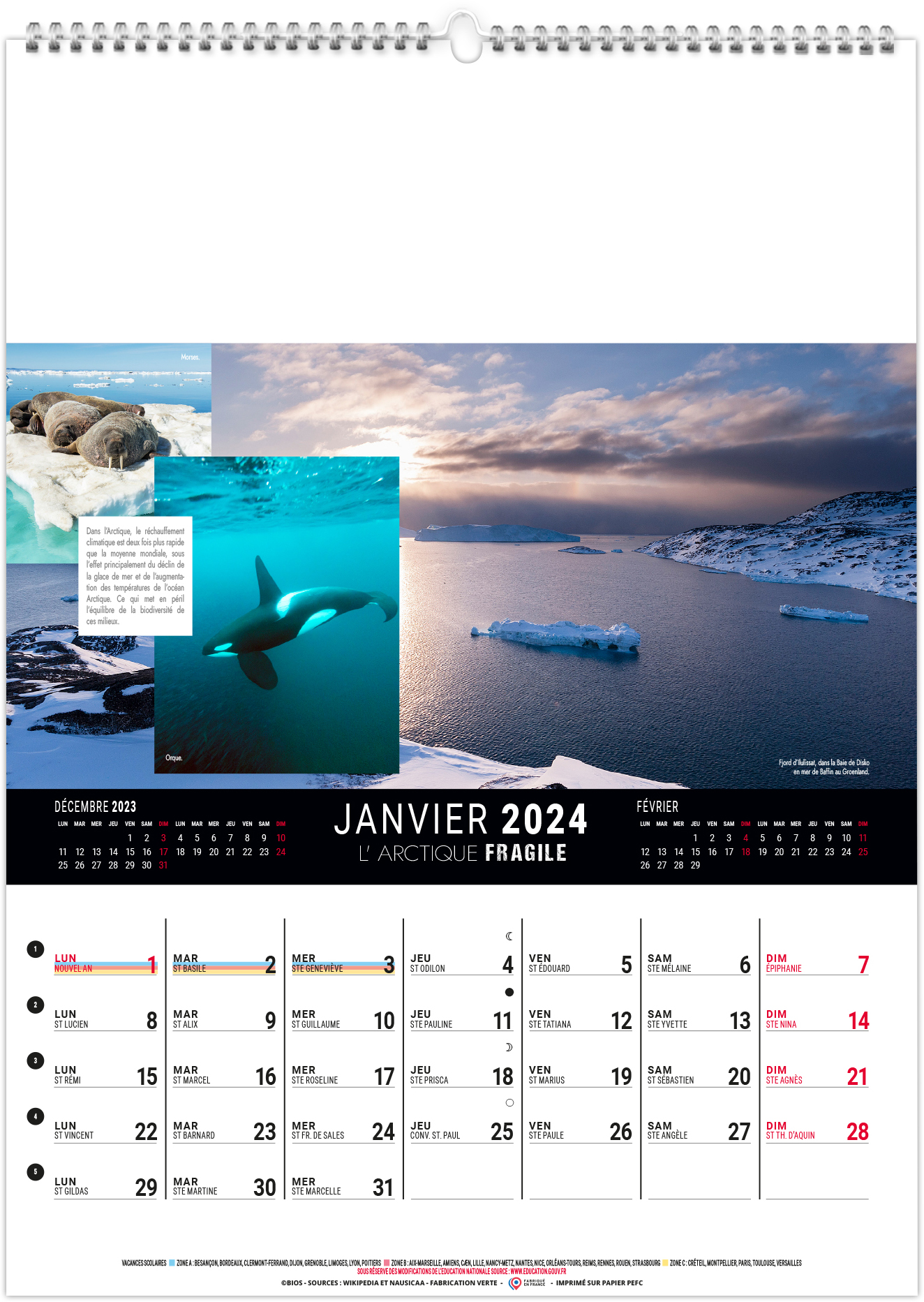Calendrier mural planete fragile 240 x 330 | Calendriers illustres ...