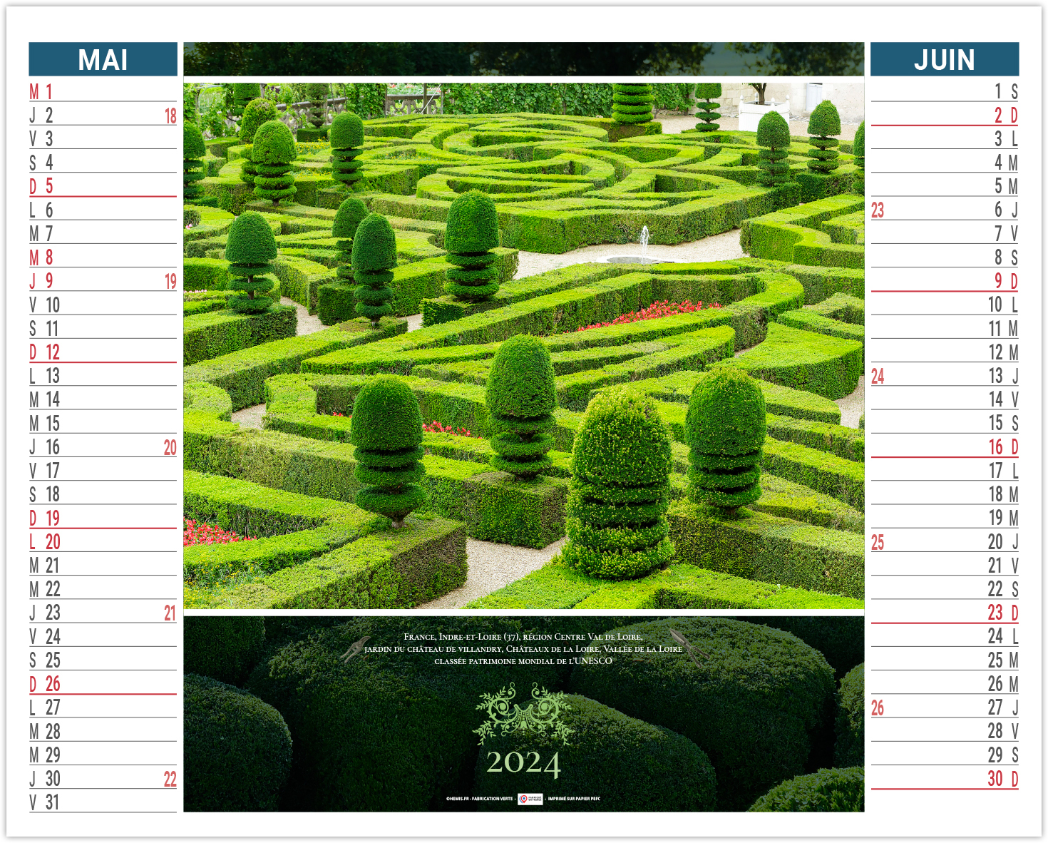 Calendrier personnalisable 2 en 1 jardins d ornement 480 x 700 ...