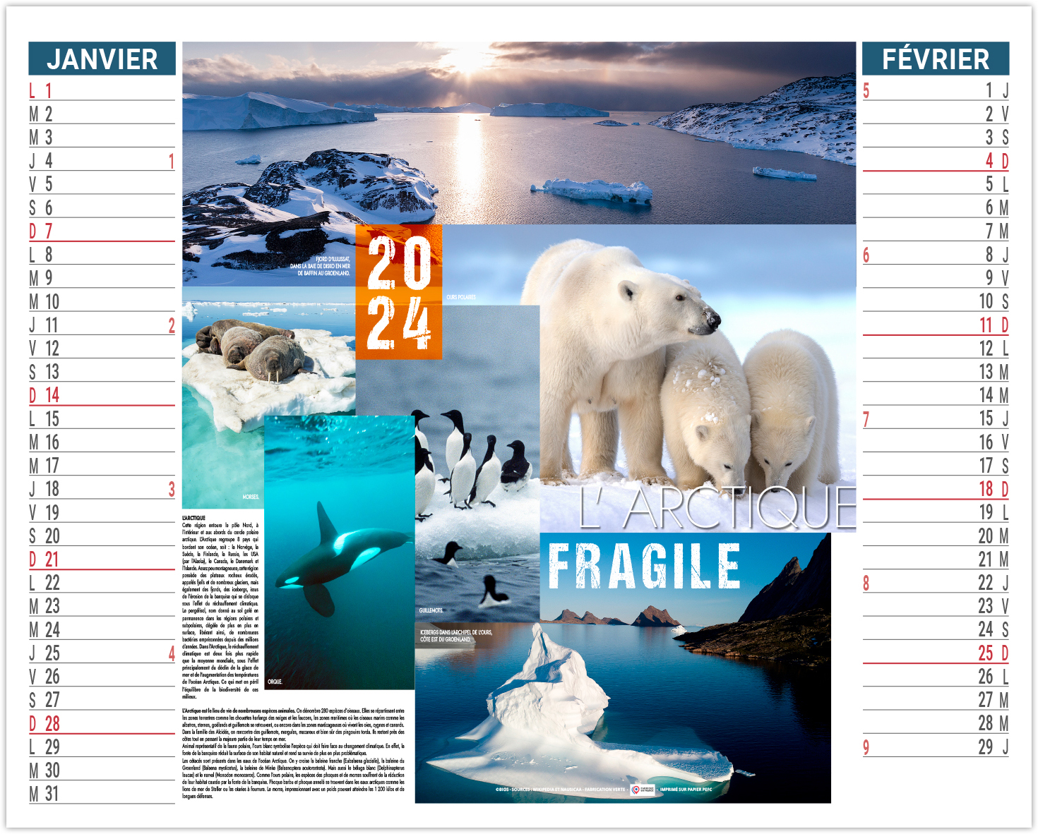 Calendrier personnalisable 2 en 1 planete fragile 480 x 700 ...