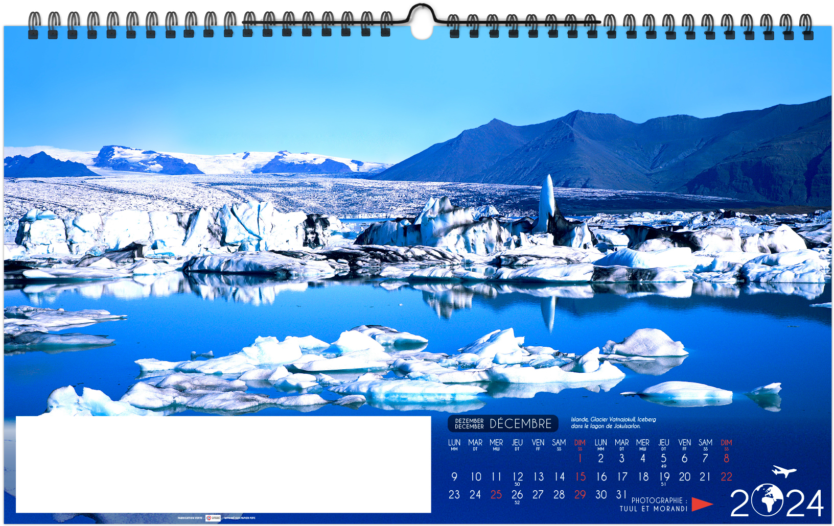 Calendrier personnalisable illustre destinations 13 feuillets 400x240 ...
