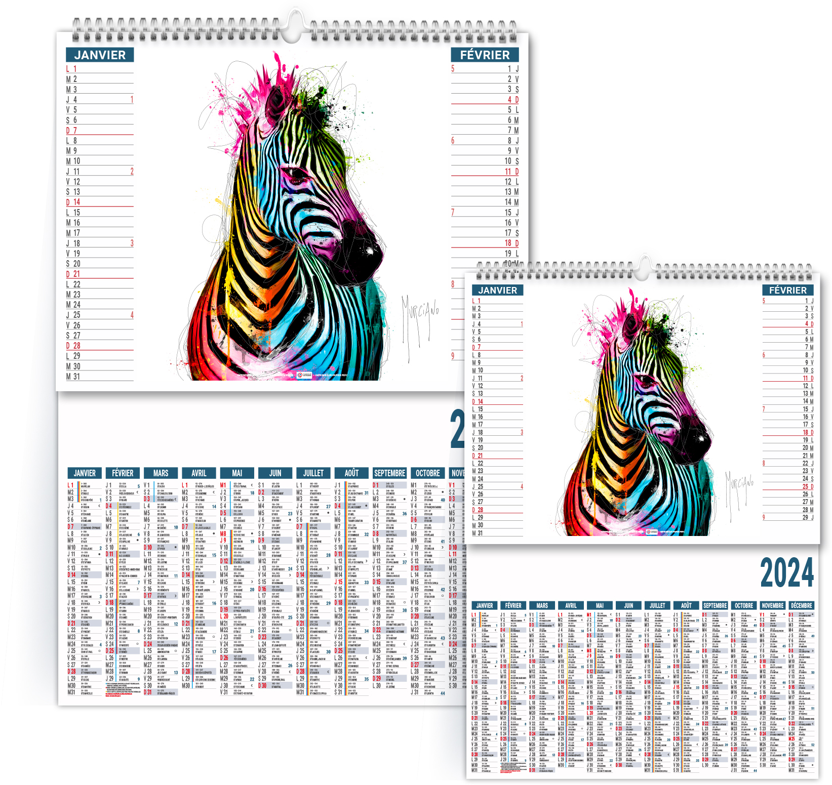 Calendrier publicitaire 2 en 1 animals pop art 330 x 470 | Calendrier ...