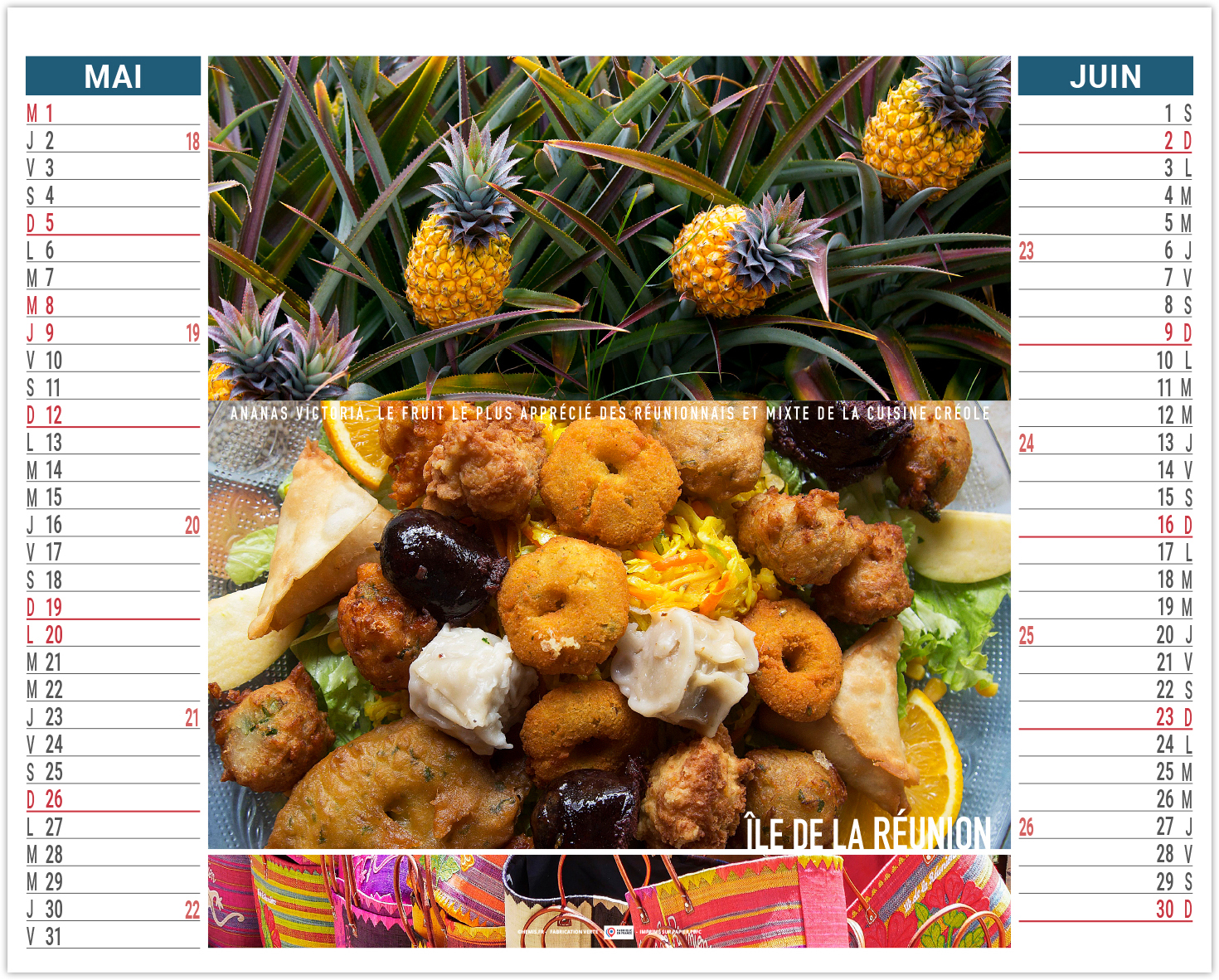 Calendrier publicitaire 2 en 1 douceur reunionnaise 330 x 470 ...