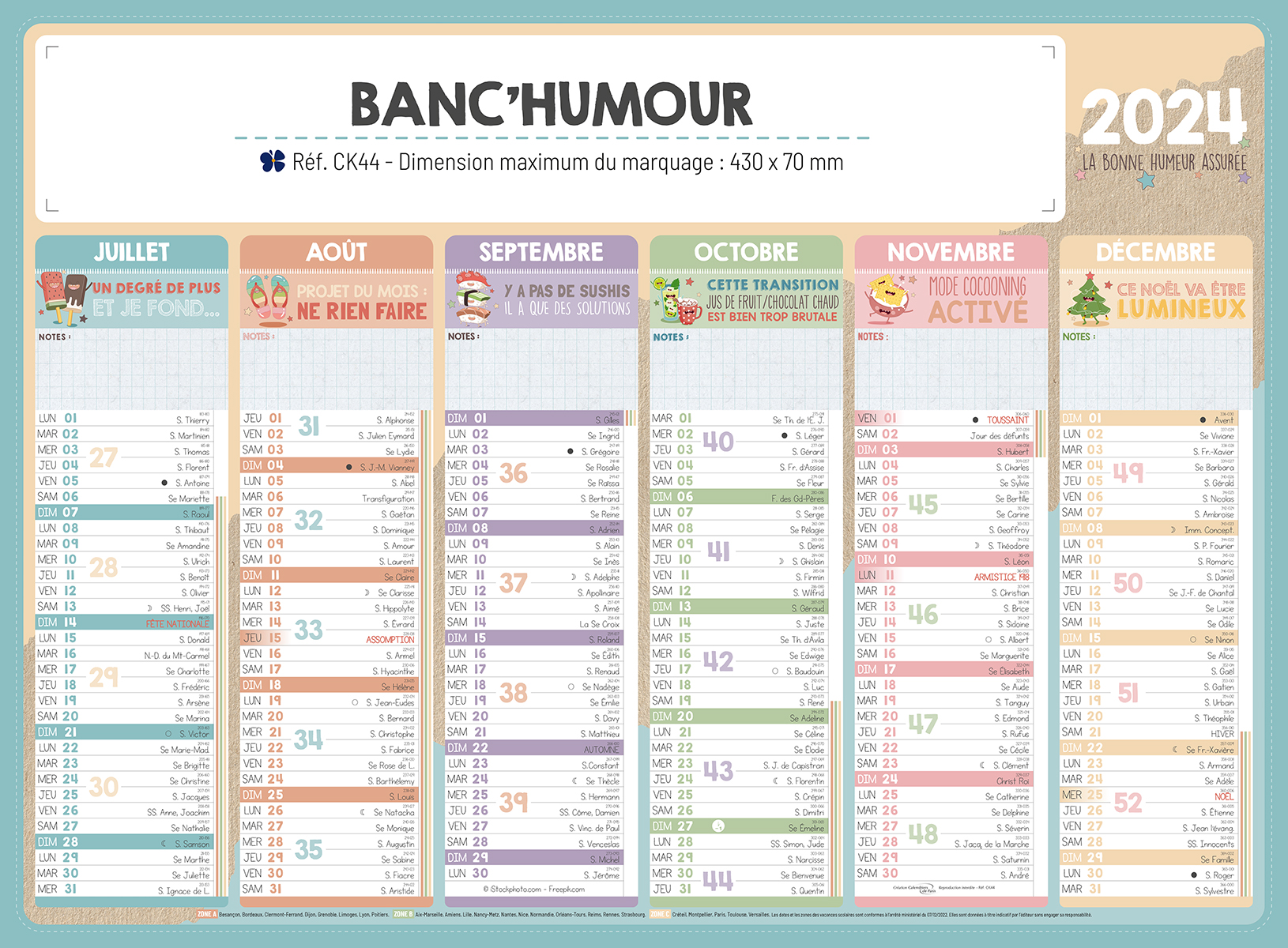 Calendrier publicitaire de banque humour | Calendrier bancaire